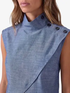 Koton Sleeveless Funnel Neck Asymmetric Wrap Top