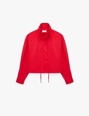 Koton Cotton Funnel Neck Gabardine Bomber Jacket