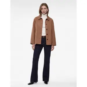 Koton Long Sleeve Collared Gabardine Short Trench Coat - Brown