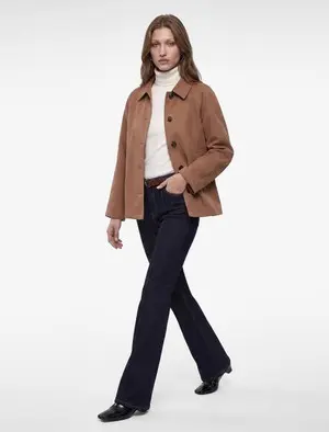 Koton Long Sleeve Collared Gabardine Short Trench Coat