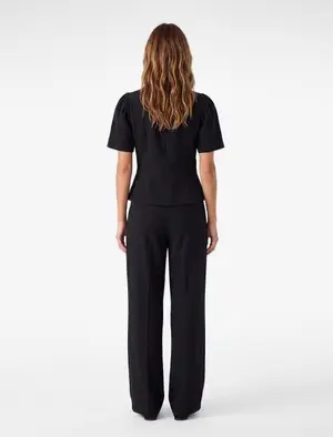 Koton Slim Fit V Neck Short Puff Sleeve Peplum Blouse With Frog Closure