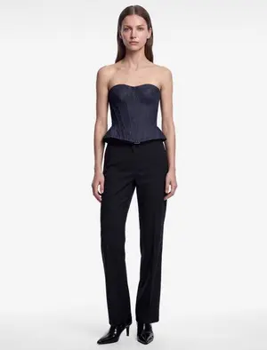 Koton Structured Strapless Corset Top With Flared Hem - Navy