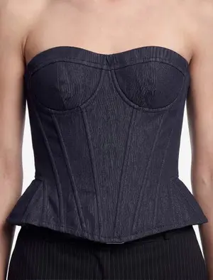 Koton Structured Strapless Corset Top With Flared Hem
