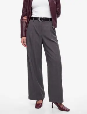 Koton Wide Leg Pleated Trousers With Adjustable Buttoned Hems