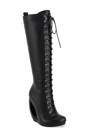 AZALEA WANG Lutz Cutout Wedge Knee High Boot
