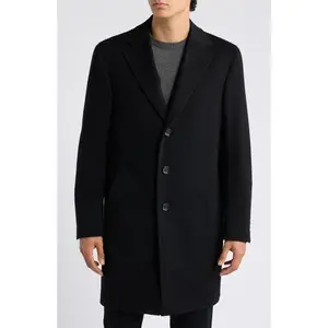Canali Kei Trim Fit Wool & Cashmere Coat - Black