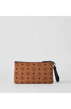 Mcm Aren Wristlet Pouch In Monogram Nylon