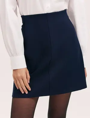 FINERY LONDON Helia Ponte Jersey Mini Skirt - Navy