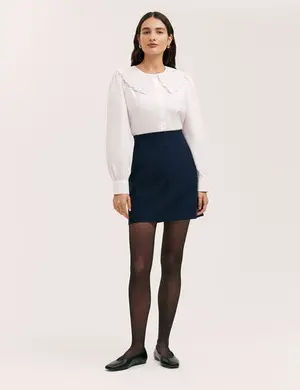 FINERY LONDON Helia Ponte Jersey Mini Skirt - Navy