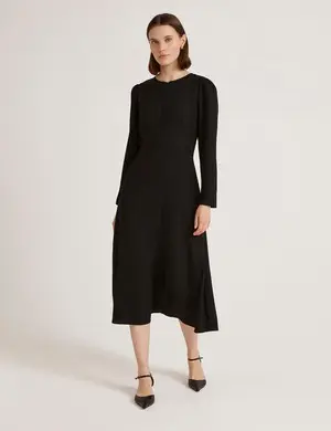 FINERY LONDON Petite Caley Crepe Zip Front Midi Dress