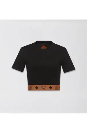 Mcm Monogram Cropped T-shirt - Black