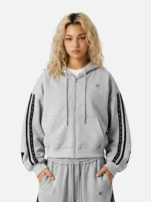 AELFRIC EDEN Boxy Panel Zip Up Hoodie - Grey