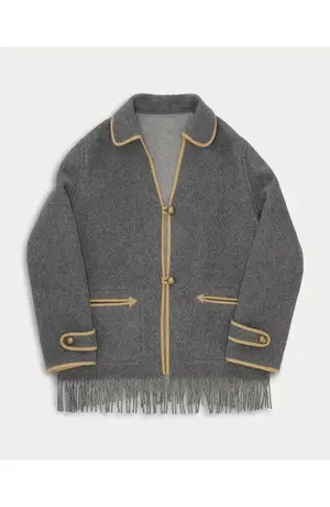 FORTELA Danika Wool Fringe Coat - Grey