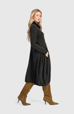 Alembika Marl Knit Draped Pockets Dress
