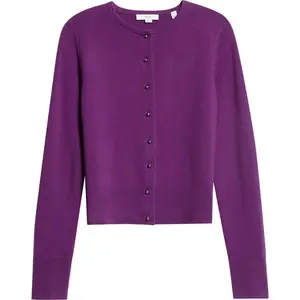 Vince Faux Pearl Drop Cardigan - Violette