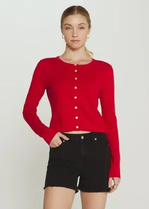 7 Diamonds Mira Button Front Cardigan - Ruby Red