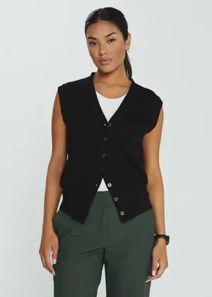 7 Diamonds Mira Button Front Vest - Black