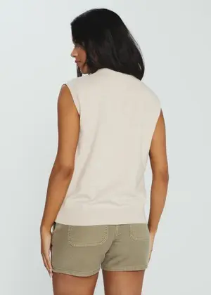 7 Diamonds Mira Button Front Vest - Tapioca