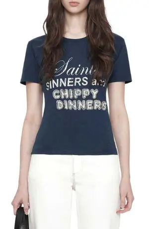 ALLSAINTS Chippy Hela Graphic Tee Navy Blue