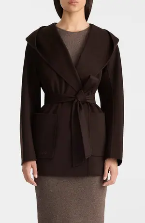 Mackage Paya-z Hooded Wool Wrap Coat - Coffee