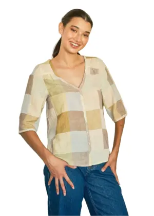 Ace & Jig Rafaela V-neck Button Up Top - Journal