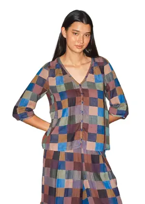 Ace & Jig Rafaela V-neck Button Up Top - Mood