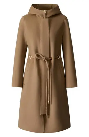 Mackage Blithe-z Handmade Wool Hooded Coat - Light Camel