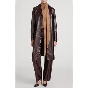 FRAME The Veda Leather Trench Coat - Currant