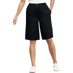 WOMAN WITHIN 7 Day Elastic Waist Cotton Denim Short Black