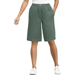 WOMAN WITHIN 7 Day Elastic Waist Cotton Denim Short - Pine