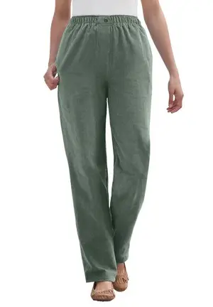 WOMAN WITHIN 7 Day Corduroy Straight Leg Pant Pine