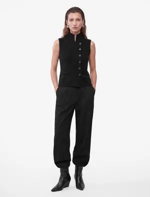 Koton Front Button Sleeveless High Mandarin Neck Knitted Vest - Black