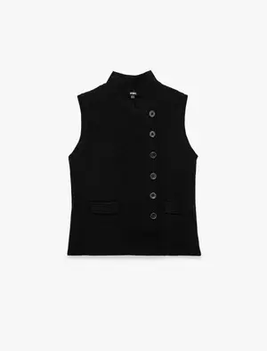Koton Front Button Sleeveless High Mandarin Neck Knitted Vest