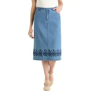 WOMAN WITHIN Stretch Denim Five Pocket Jeans Skirt Blue
