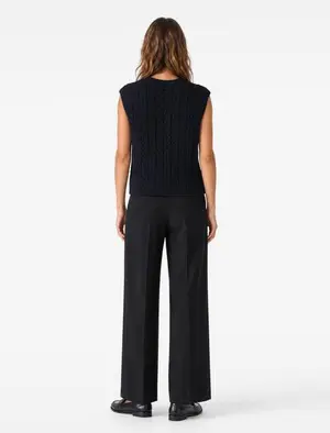 Koton Crew Neck Sleeveless Cable-knit Vest Sweater - Navy