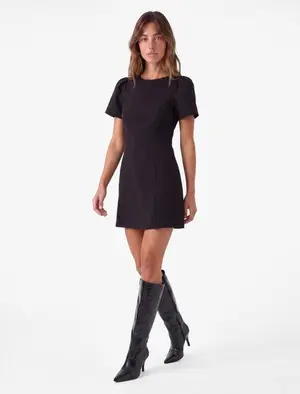 Koton Crew Neck Balloon Sleeve Mini Dress
