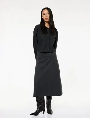 Koton A- Line Flare Midi Skirt - Anthracite