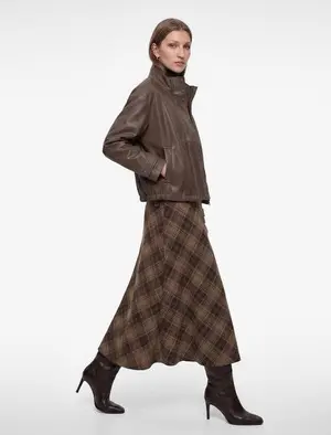Koton Funnel Neck Faux Leather Bomber Jacket