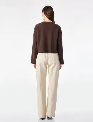 Koton Long Sleeve Crew Neck Cardigan