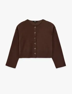 Koton Long Sleeve Crew Neck Cardigan