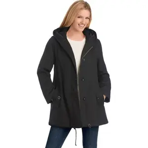 WOMAN WITHIN Fleece Lined Hooded Parka Black