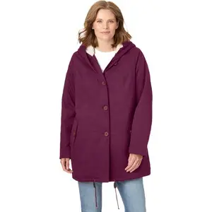WOMAN WITHIN Fleece Lined Hooded Parka - Deep Claret