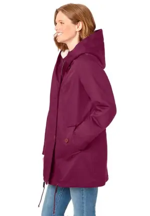 WOMAN WITHIN Fleece Lined Hooded Parka - Deep Claret