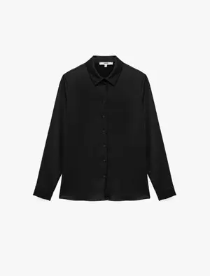 Koton Regular Fit Long Sleeve Satin Shirt - Black