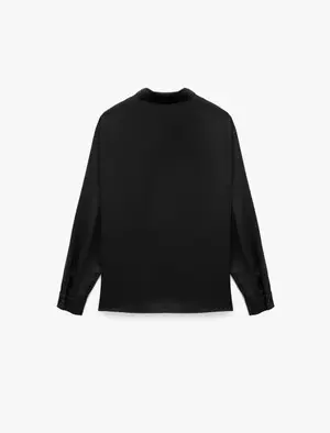 Koton Regular Fit Long Sleeve Satin Shirt - Black
