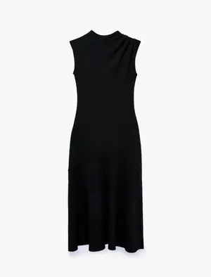 Koton Mock Neck Sleeveless Midi Dress With Draped