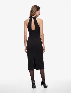 Koton Sleeveless Back Detail Halter Neck Midi Dress