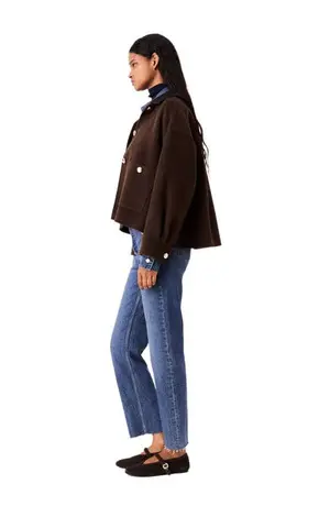 Maje Short Wool Jacket With Pleated Back