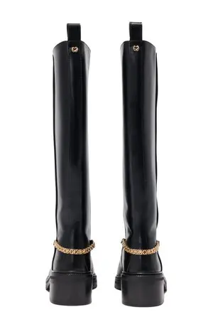 Maje Flat Leather Boots With Chain