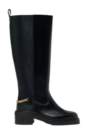 Maje Flat Leather Boots With Chain